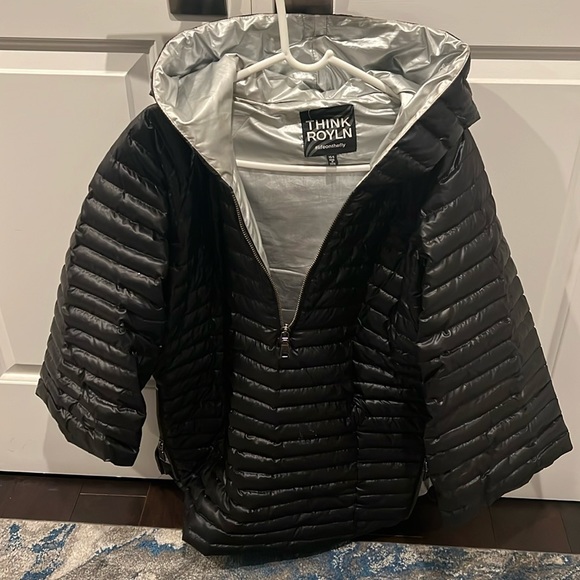 THINK ROYLN | Jackets & Coats | Black And Silver Poncho Think Royln ...
